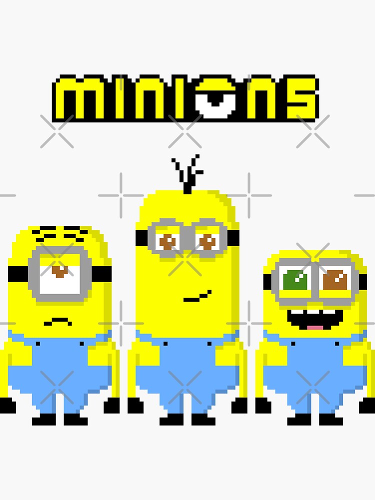"Minions Kevin Stuart and Bob pixel art" Sticker for Sale by tridodd ...