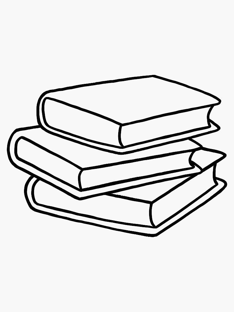 "Book stack outline" Sticker for Sale by Madeline-13 | Redbubble