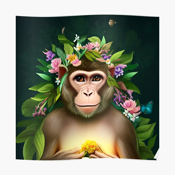 "Cute Monkey Fantasy Art" Poster for Sale by FantastiqueArt | Redbubble