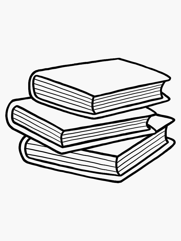 "Book stack outline" Sticker for Sale by Madeline-13 | Redbubble