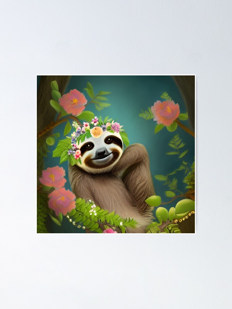 "Cute Sloth Fantasy Art" Poster for Sale by FantastiqueArt | Redbubble