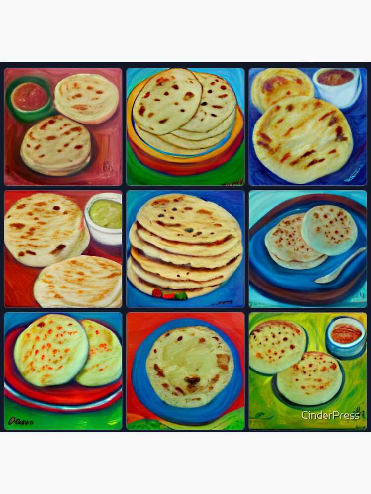 "Pupusa art" Sticker for Sale by CinderPress | Redbubble
