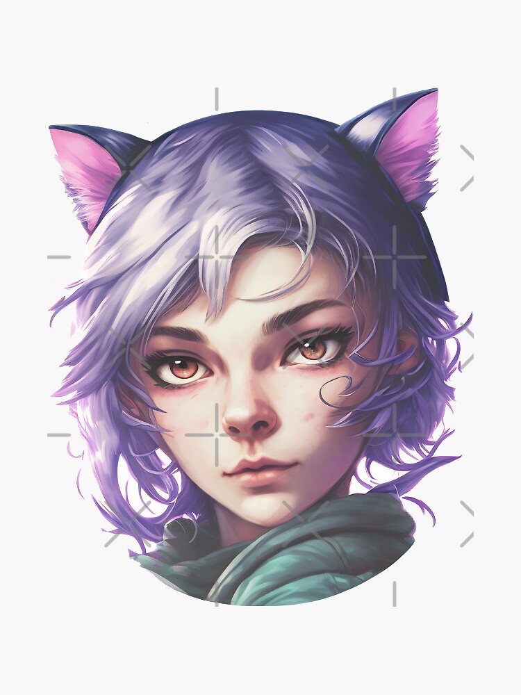 ""Vreni" - Cat-girl Anime Waifu" Sticker for Sale by Waifu-Stickers ...