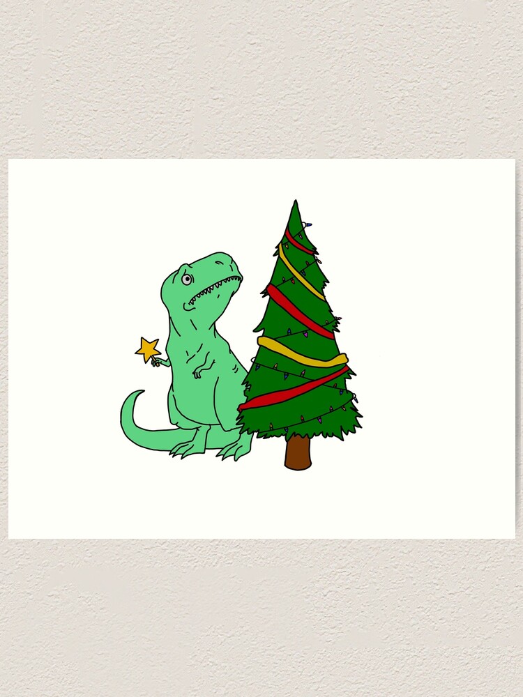 "Christmas T-Rex dinosaur " Art Print for Sale by DolphinsDoodle ...