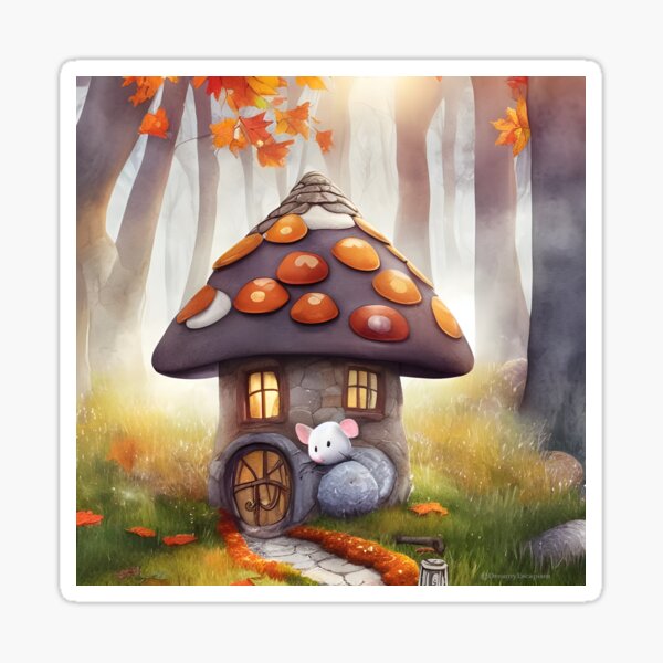 "The Cute Mushroom Mouse House" Sticker for Sale by DreamyEscapism ...