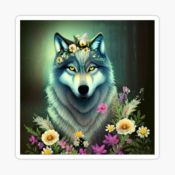 "Majestic Wolf Fantasy Art" Sticker for Sale by FantastiqueArt | Redbubble