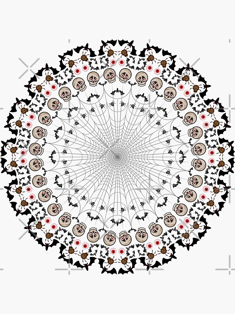 "Halloween mandala made of cobwebs, skulls and of animals witches ...
