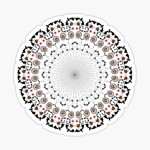 "Halloween mandala made of cobwebs, skulls and of animals witches ...