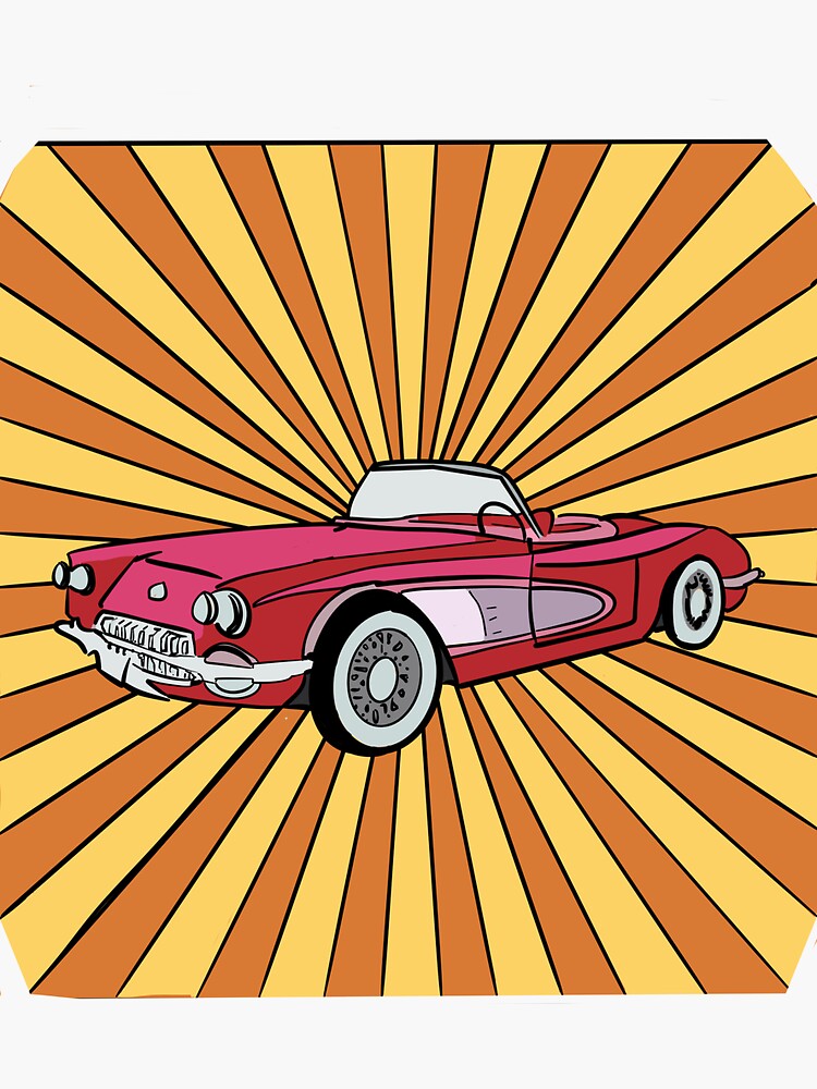 "Sunburst sports car" Sticker for Sale by RTMTSHIRTS | Redbubble