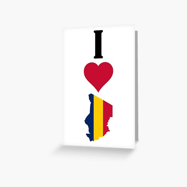 "I Love Chad Vertical I Heart Country Flag Map" Greeting Card for Sale ...