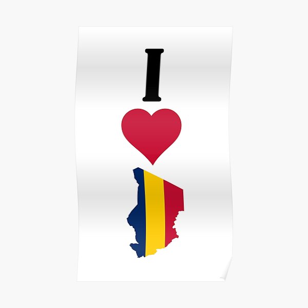 "I Love Chad Vertical I Heart Country Flag Map" Poster for Sale by ...