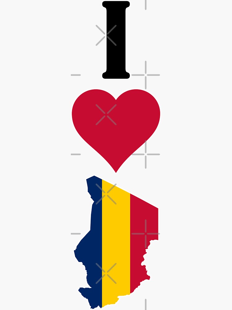 "I Love Chad Vertical I Heart Country Flag Map" Sticker for Sale by ...