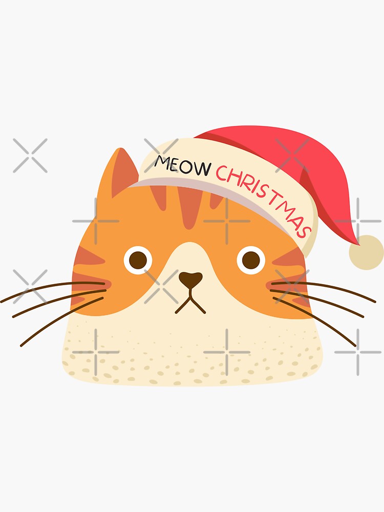 "Meow Christmas" Sticker for Sale by Rixxi | Redbubble