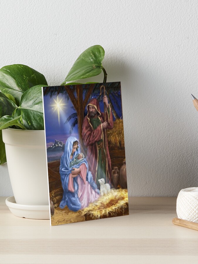 "Copy of Baby Jesus Mother Mary Joseph in the Stable" Art Board Print ...