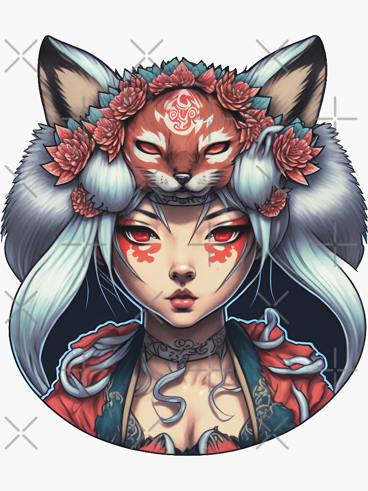 ""Uka" - Fox-girl Anime Waifu " Sticker for Sale by Waifu-Stickers ...