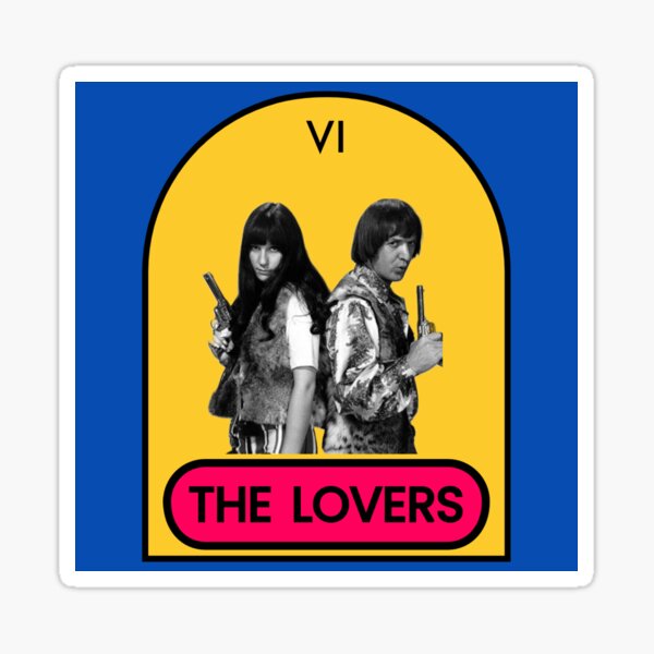 " Retro Celebrities Tarot Cards THE LOVERS Sonny & Cher" Sticker for ...