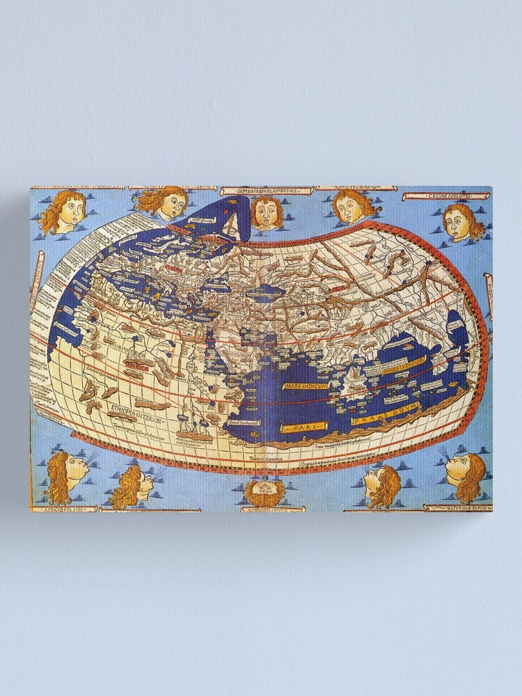 "Map of the world 1492 - Claudius Ptolemy: The World" Canvas Print for ...