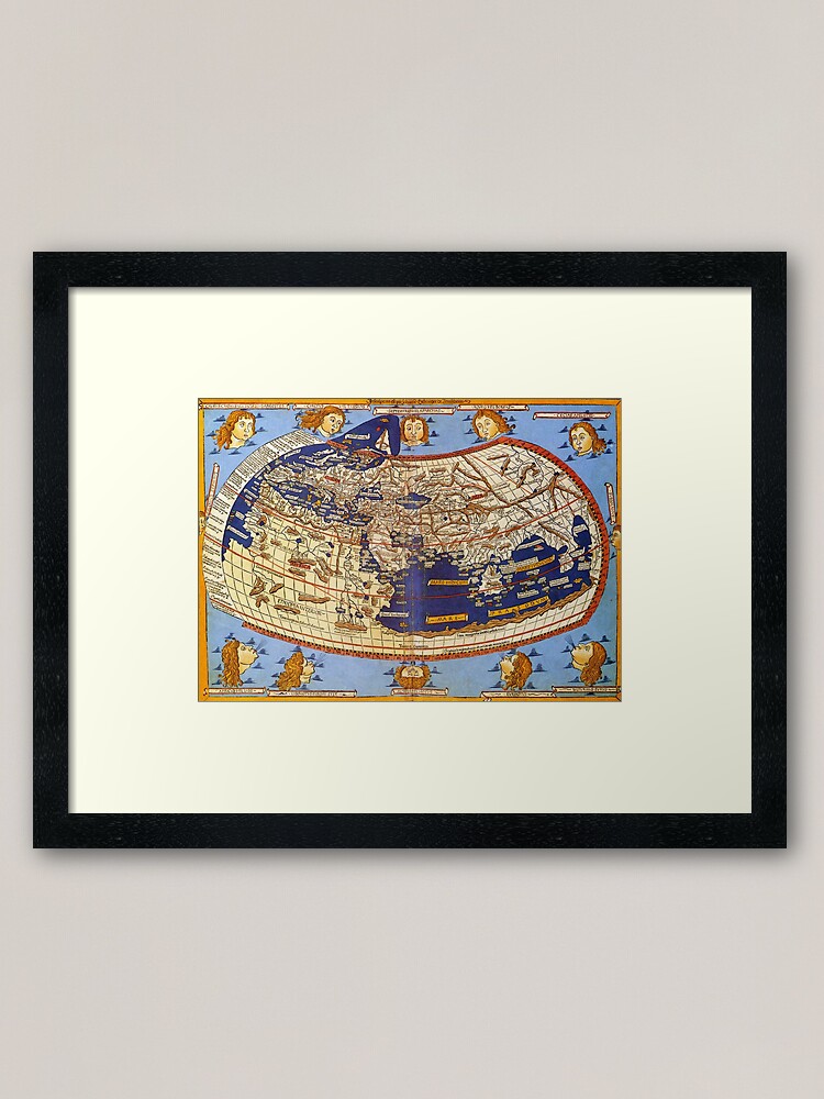 "Map of the world 1492 - Claudius Ptolemy: The World" Framed Art Print ...