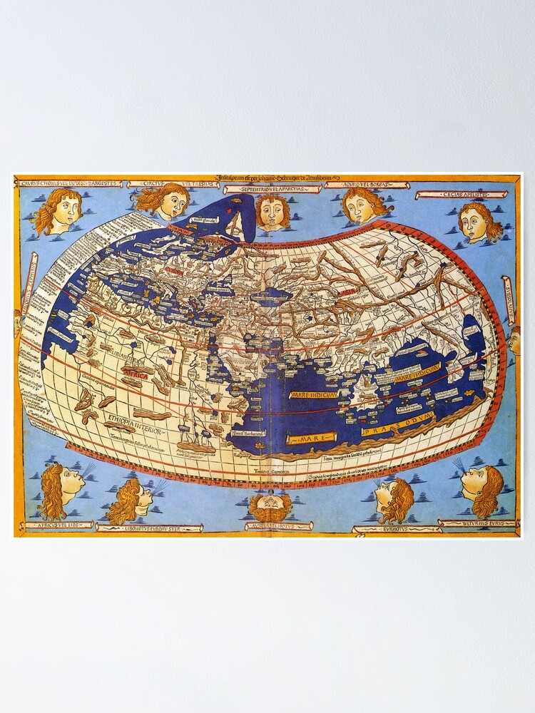 "Map of the world 1492 - Claudius Ptolemy: The World" Poster for Sale ...