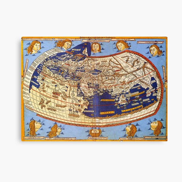 "Map of the world 1492 - Claudius Ptolemy: The World" Canvas Print for ...