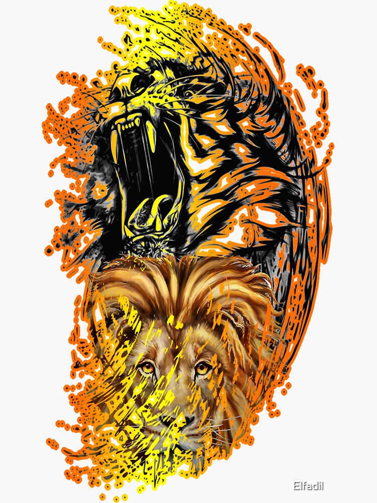 "Angry Lion And Calm Lion Strength & Courage" Sticker for Sale by ...