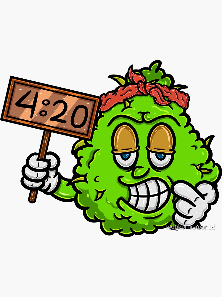 Pegatina «Dibujos animados de cogollos de hierba con un asesino de ...