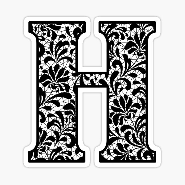 "The Letter H- Black Lace Botanical Monogram" Sticker for Sale by Tasha ...