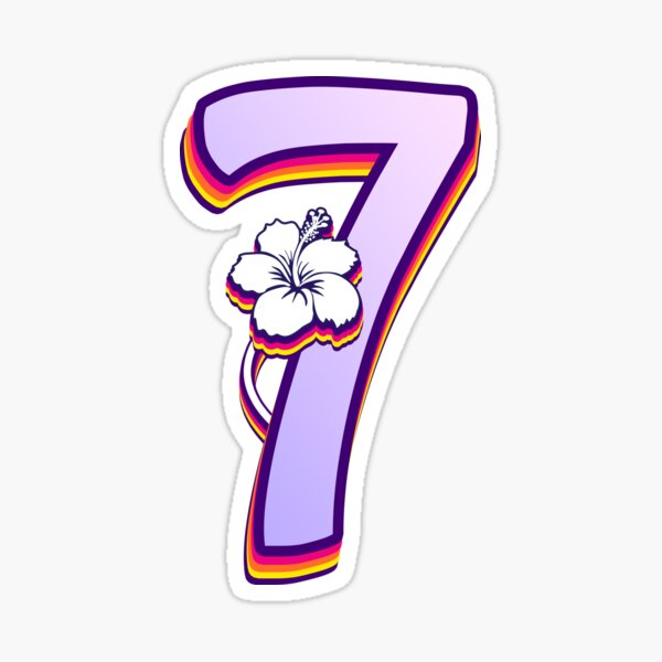 "Number 7 - Seven , Hibiscus Flower" Sticker for Sale by cuteartdesign ...