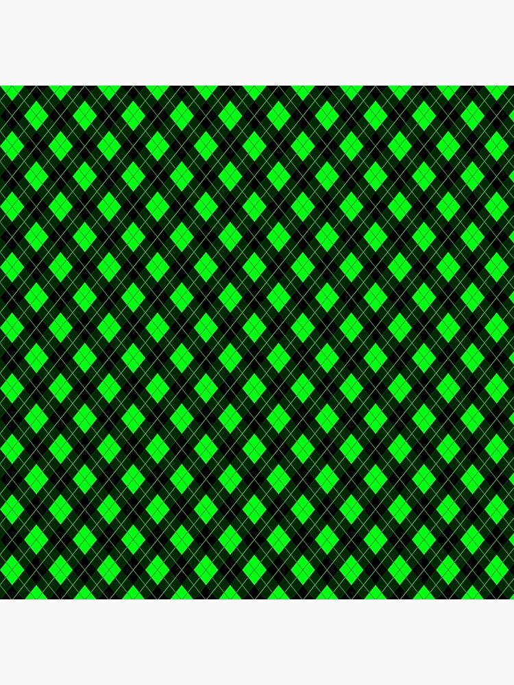 "Modern Bright Neon Green and Black Argyle Clan Check " Poster by ...