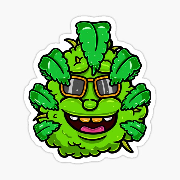 Pegatina «Dibujos animados de cogollos de hierba con vidrio y cubiertos ...