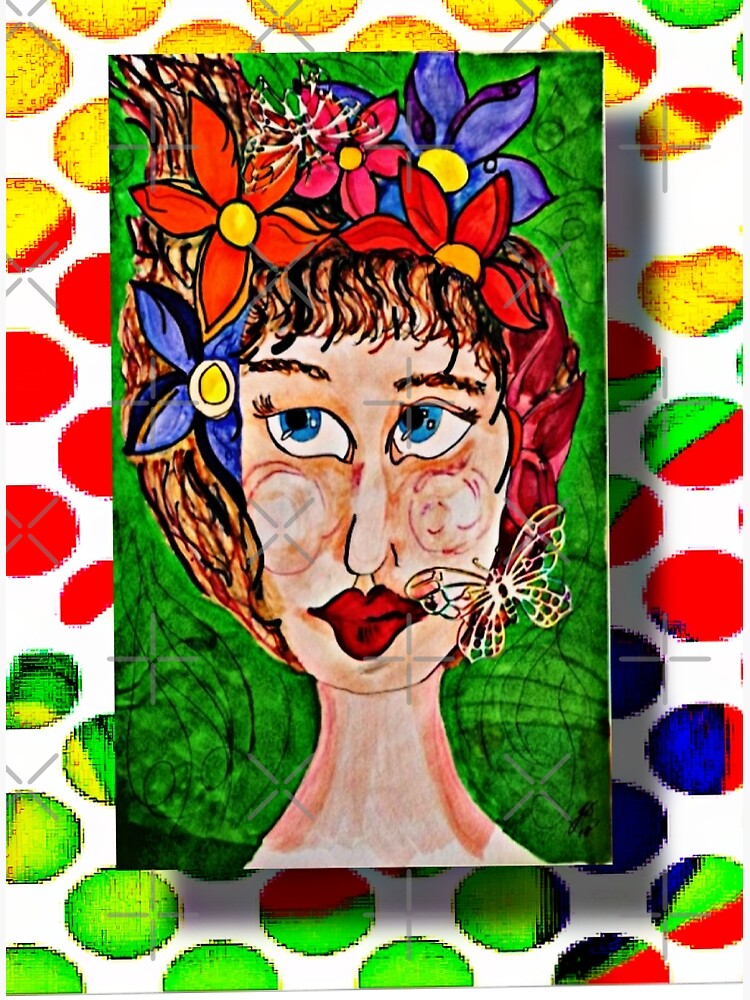 "Face with green background. Spotty colours.My drawing" Poster for Sale ...