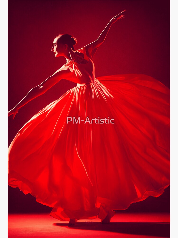 "Dancer in a red dress" Sticker for Sale by PM-Artistic | Redbubble