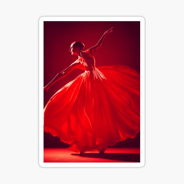 "Dancer in a red dress" Sticker for Sale by PM-Artistic | Redbubble