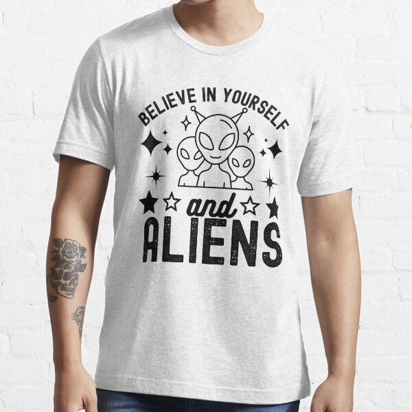 "Believe in Yourself and Aliens ,90s Green Alien Head" T-shirt for Sale ...