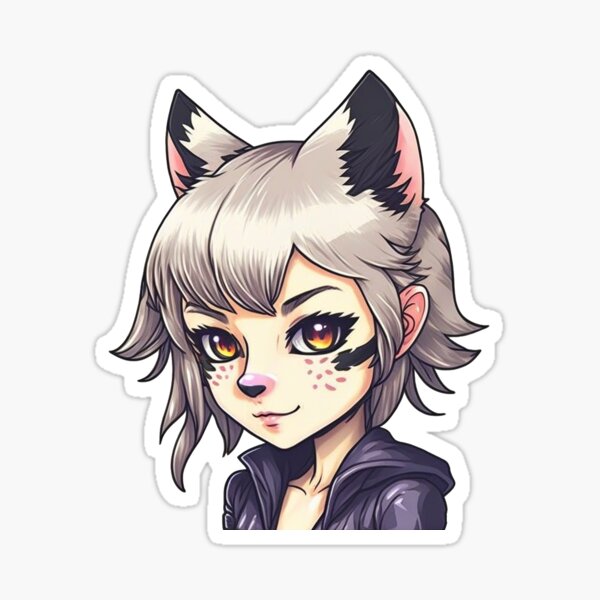 ""Samara" - Wolf-girl Anime Waifu" Sticker for Sale by Waifu-Stickers ...