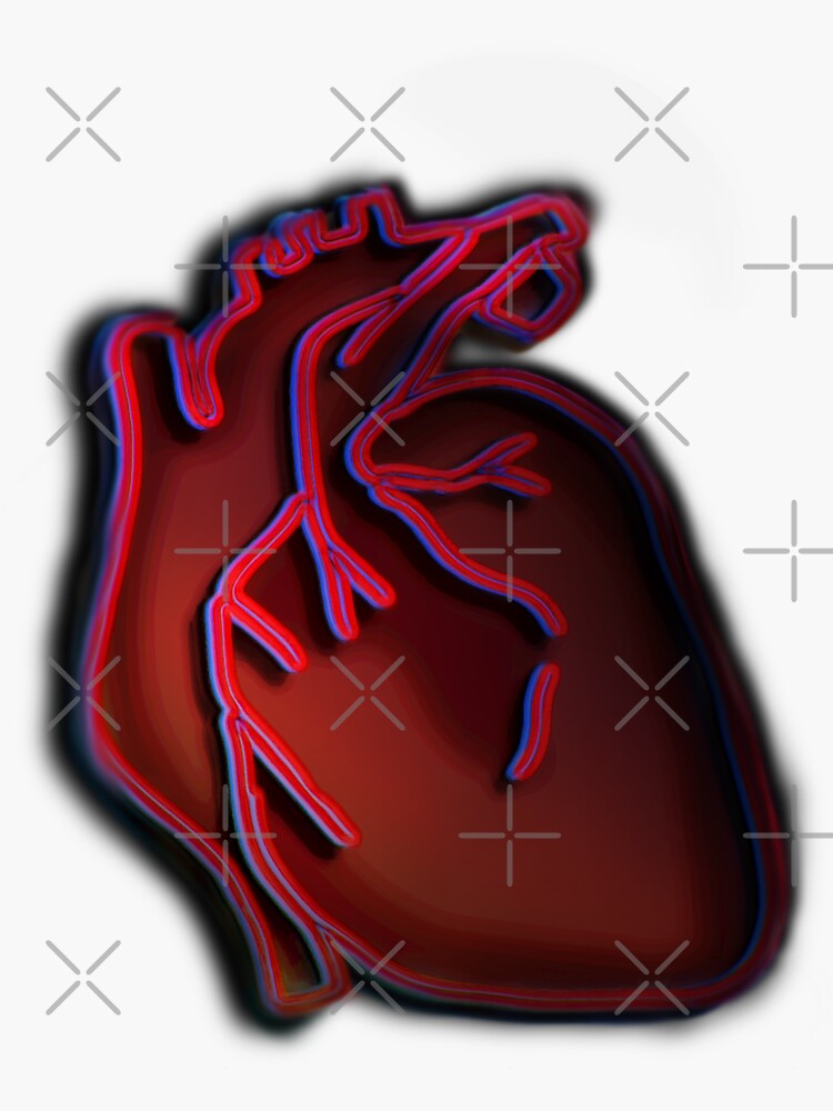 "Realism Anatomy Heart with Retro 3D Details. " Sticker for Sale by ...