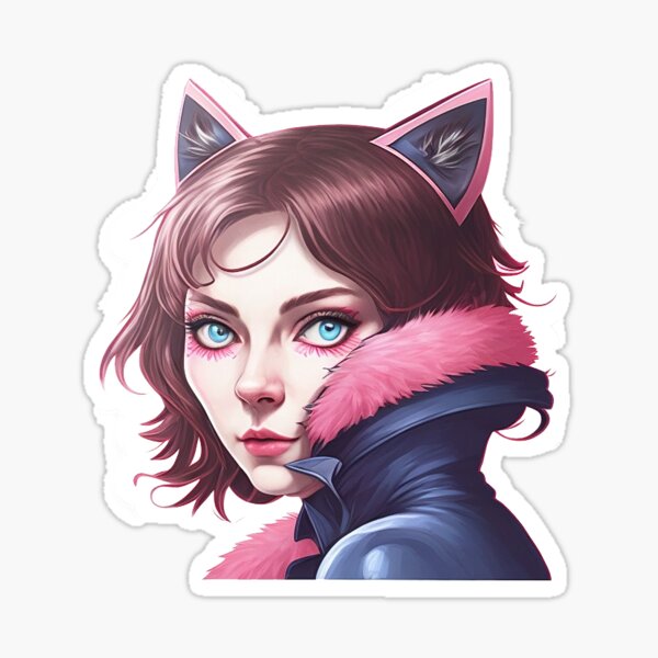 ""Anais" - Cat-girl Anime Waifu" Sticker for Sale by Waifu-Stickers ...