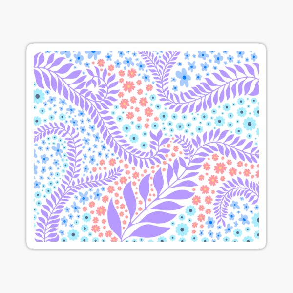 "Periwinkle, Carolina, Electric-Blue and Pink Floral Design. " Sticker ...