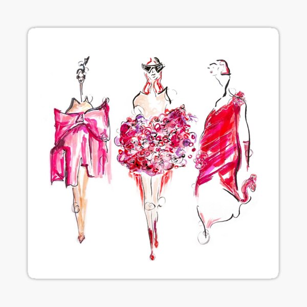 "Fashion Illustration of Vogue Runway" Sticker for Sale by Styledbyh3r ...