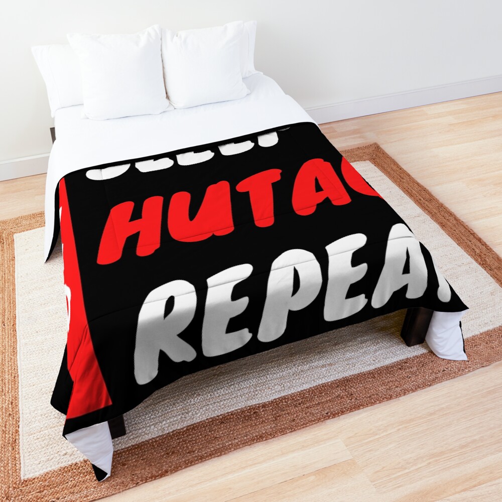 Couvre-lit « Hu tao, Hu tao squad, Hu tao team, Eat sleep Hu tao repeat ...