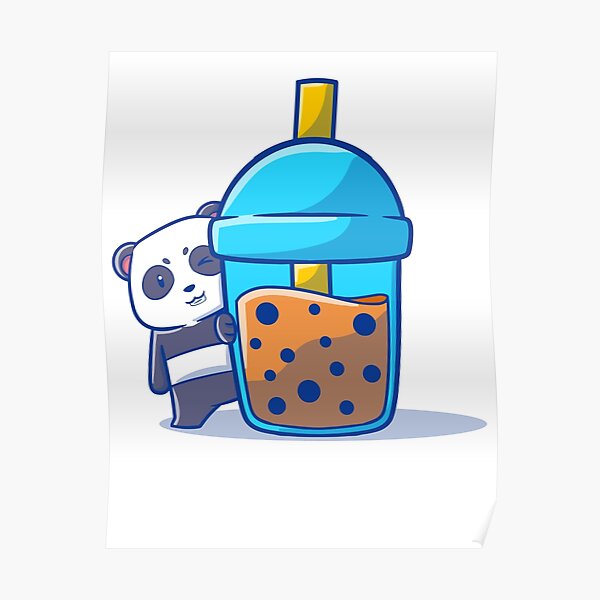 "Panda With Boba Tea " Poster for Sale by XbaeX | Redbubble