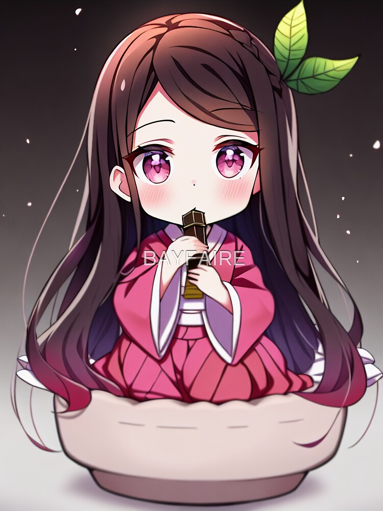 "Chibi Anime Girl Chewing on Bamboo" Sticker for Sale by BAYFAIRE ...