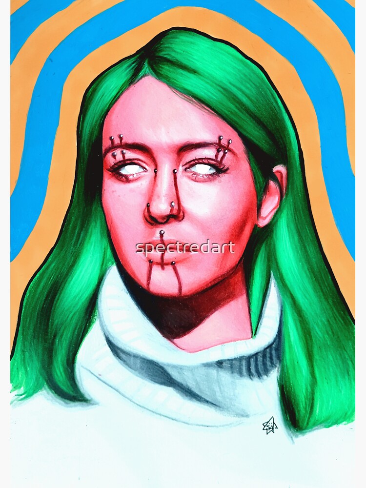 "bleeding piercings portrait" Sticker for Sale by spectredart | Redbubble