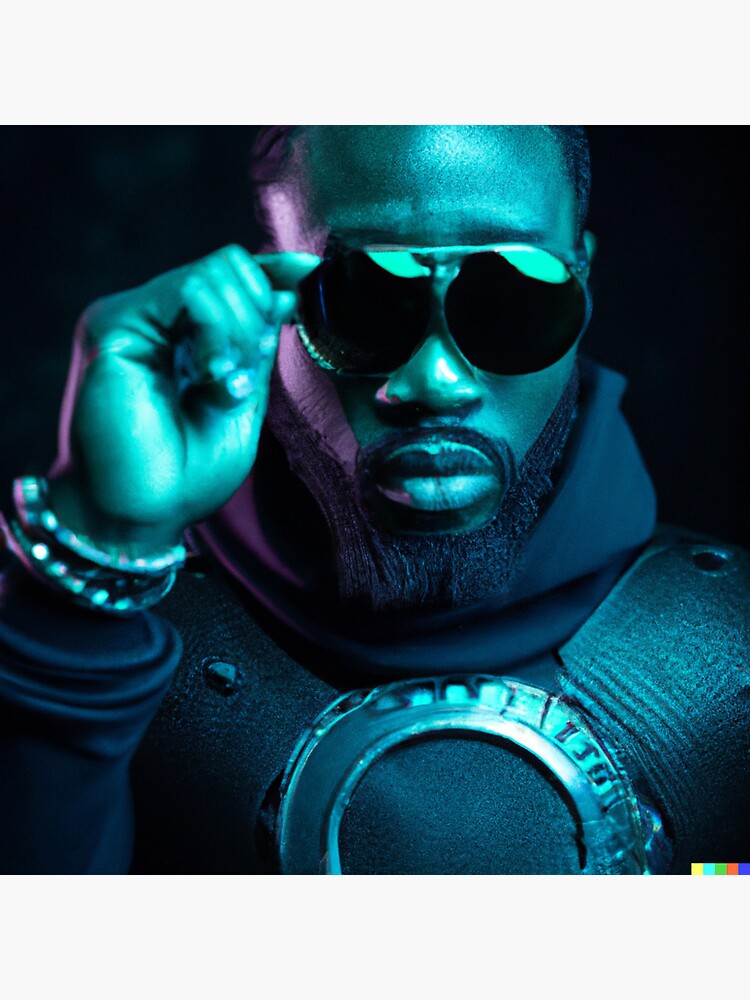 "Rapper with beard and sunglasses, cyberpunk style 3" Sticker for Sale ...