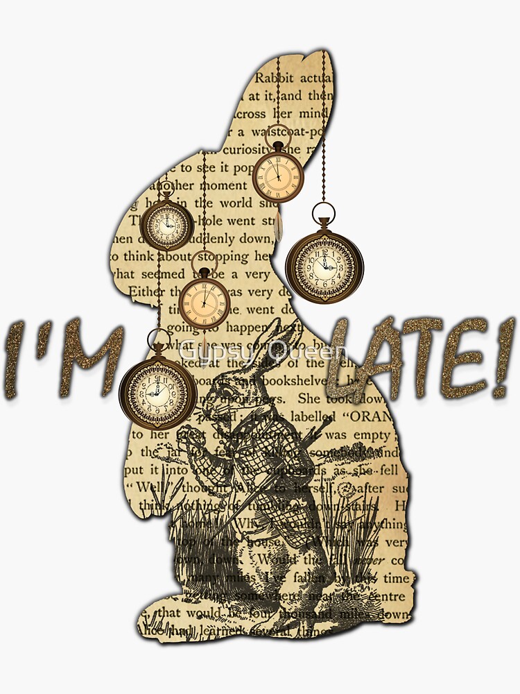 "Alice In Wonderland - White Rabbit - I'm Late!" Sticker for Sale by ...
