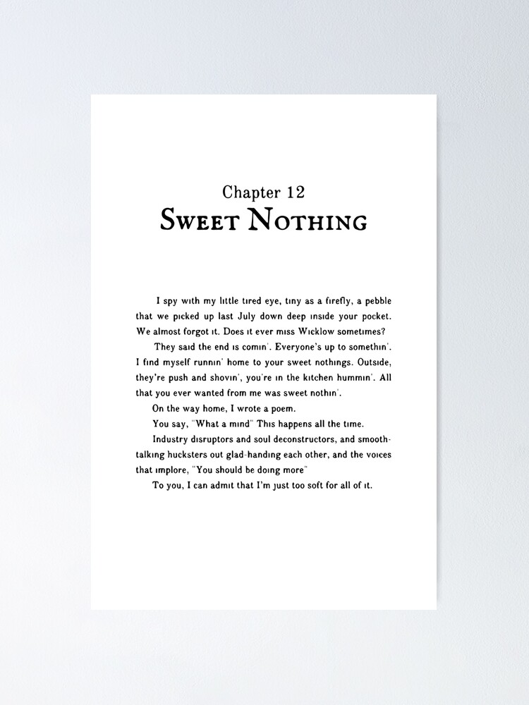 "Midnights Sweet Nothing Taylor Swift Novel Lyrics" Poster for Sale by ...