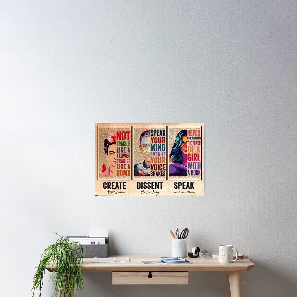 "Create Frida Kahlo Dissent Ruth Bader Ginsburg Speak Michelle Obama ...