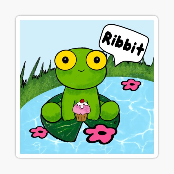"Frogs Go Ribbit - Cute Cartoon Frog " Sticker for Sale by ...