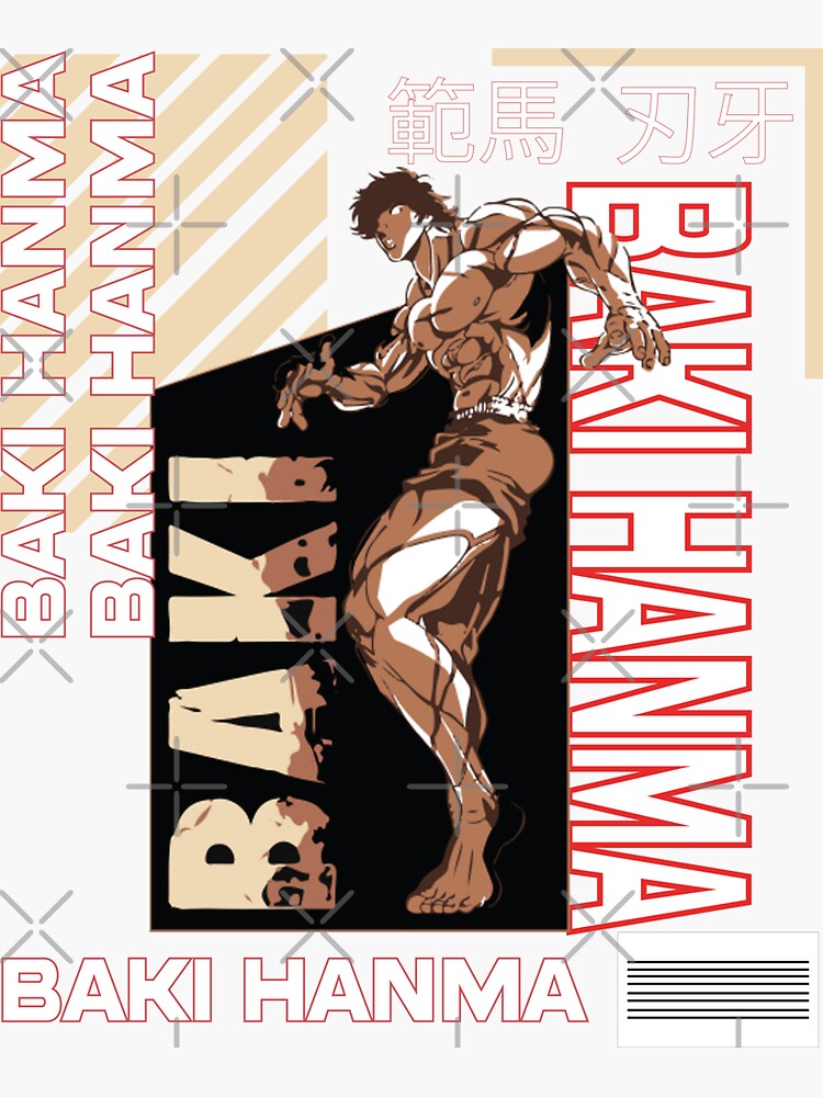 Pegatina «Entrenamiento de posición Baki Hanma para gimnasio Otaku» de ...