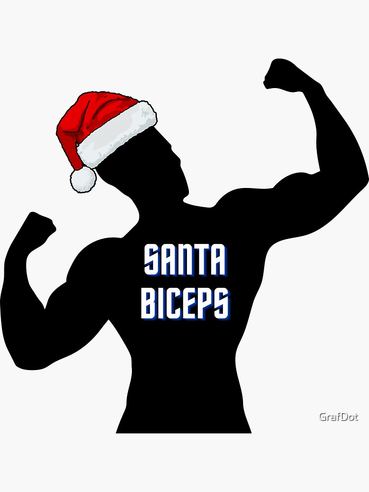 "Santa biceps true workout" Sticker for Sale by GrafDot | Redbubble